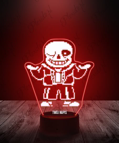 Lampka Nocna LED 3D Undertale W.D Gaster Sans Prezent Twój Napis Grawer ...