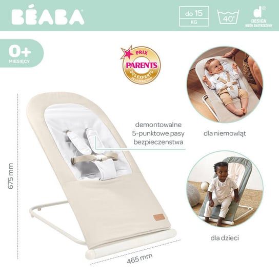 Beaba, Leżaczek składany Eazy Relax Greige - Beaba | Sklep EMPIK.COM