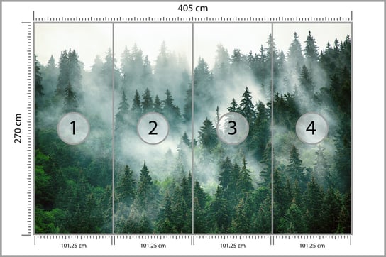 Fototapeta Do Sypialni Las We Mgle Pejzaż Efekt 3D Natura Drzewa 405cm X 270cm - Muralo | Sklep ...