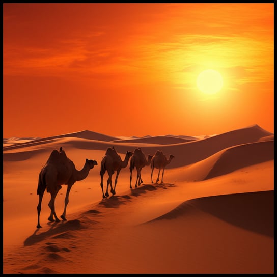 Plakat 90x90cm Karawana na Pustyni - Zakito Posters | Sklep EMPIK.COM