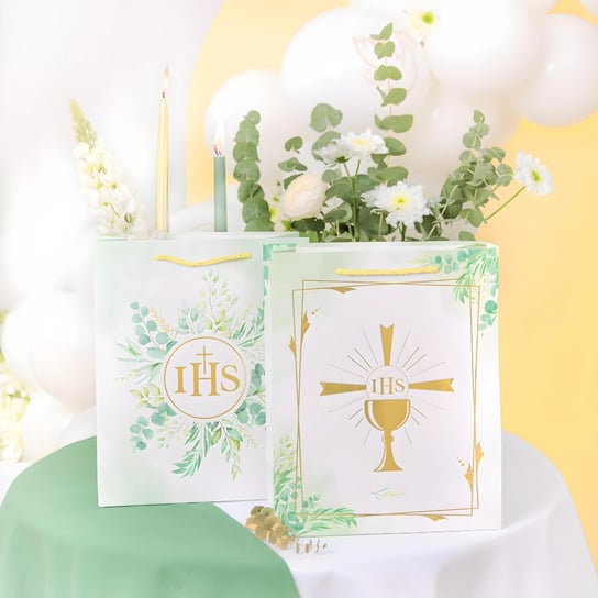 Torebka prezentowa ozdobna komunijna kielich IHS 20cm - ABC | Przyjęcia i okazje w Sklepie EMPIK.COM