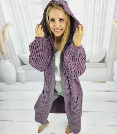 Długi ciepły kardigan sweter gruby splot VALERIA-S - Agrafka | Moda ...