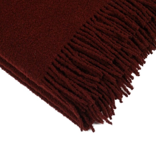 Koc wełniany merynos Bukle 140x200 bordowy z frędzlami - Kampol | Sklep ...