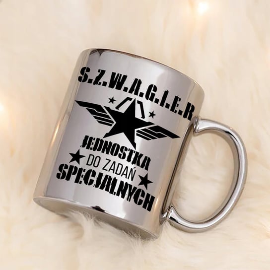 Kubek ceramiczny SREBRNY PRAKTYCZNY PREZENT DLA SZWAGRA JEDNOSTKI DO ZADAŃ SPECJALNYCH, 300ml ...