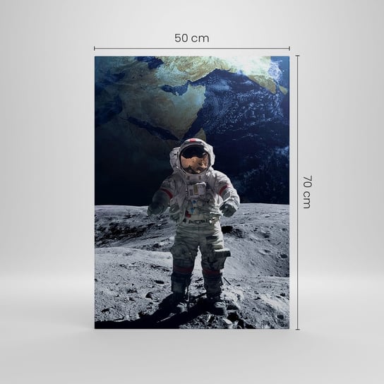 Obraz na płótnie - Pozdrowienia z Księżyca - 50x70cm - Astronauta Księżyc Planeta Ziemia ...