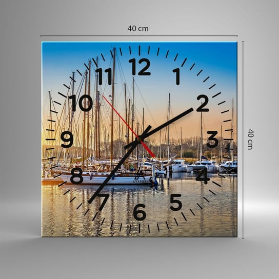 Zegar ścienny - Wiatr też musi spać - 40x40cm - Krajobraz Port Jachtowy ... Zegar ścienny - Wiatr też musi spać - 40x40cm - Krajobraz Port Jachtowy ...