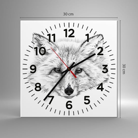 Zegar ścienny - Czy te oczy mogą kłamać? - 30x30cm - Zwierzęta Lis Grafika - Kwadratowy zegar ...