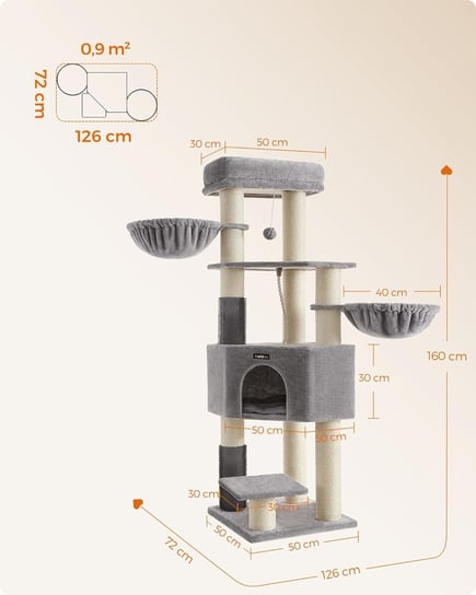 Drapak z KOCAMI SAMOROZGRZEWAJĄCYMI 160cm GRUBE SŁUPKI wieża drzewko ...