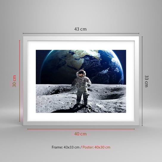 Obraz - Plakat - Pozdrowienia z Księżyca - 40x30cm - Astronauta Księżyc Planeta Ziemia - Foto ...