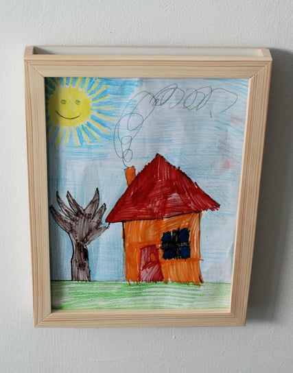 Ramka Na Rysunki Dziecka A4 Z SZYBKĄ PLEKSI Pionowa NATURALNE DREWNO ...