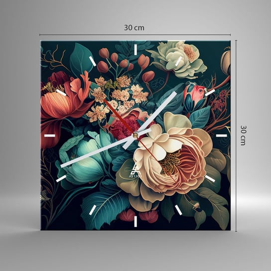 Zegar ścienny - XIX-wieczny czar - 30x30cm - Kwiaty Shabby Chic ...