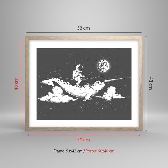 Obraz - Plakat - Kosmiczny jeździec - 50x40cm - Narwal Astronauta Kosmos - Foto Plakaty w ramie ...
