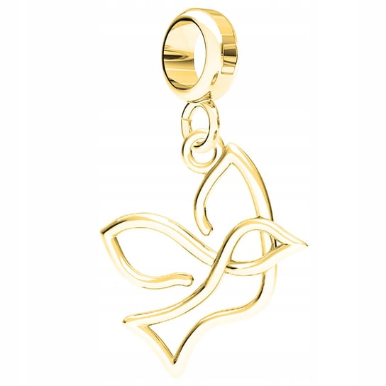 CHARMS ZŁOTY Wiszący Ażurowy Ptak Ptaszek Jaskółka Wróbel Kruk SREBRO ...