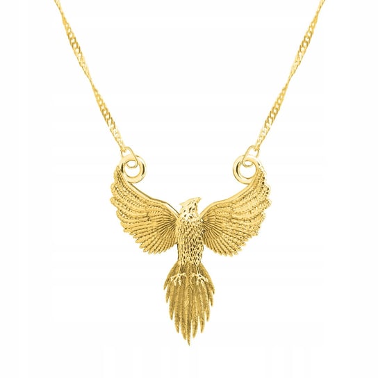 Złoty Naszyjnik 925 Pozłacany z Feniksem Ptak Feniks Symbol Życie Ogień ...