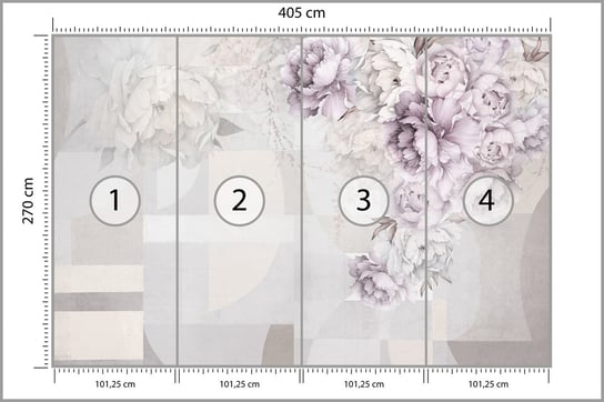 Fototapeta Do Salonu Peonie Piwonie Wzór Geometryczny Abstrakcja 405cm X 270cm - Muralo | Sklep ...