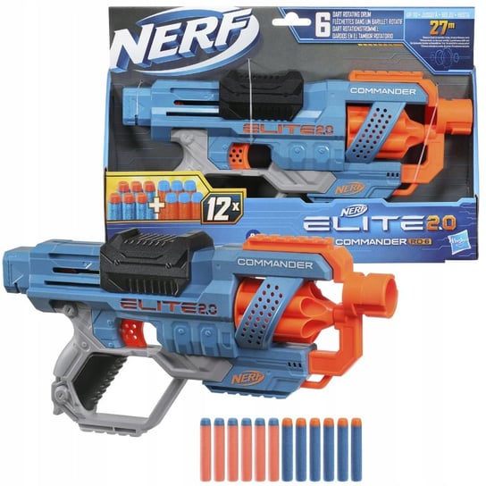 Wyrzutnia Nerf Elite 2.0 - Commander RD-6 E9485 + Celownik snajperski zamiennik do NERF + Zestaw ...