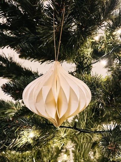 Zawieszka Bombka Choinkowa Papierowa Rozkładana Origami Stożek Kremowa ...