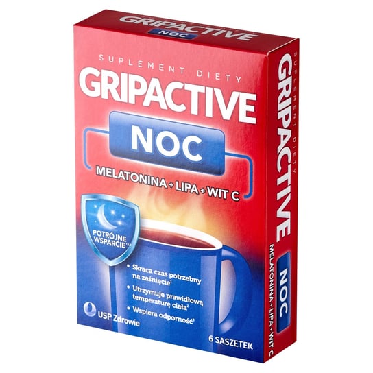 Suplement diety, GRIPACTIVE NOC 6 SASZETEK DO ROZPUSZCZANIA W WODZIE ...