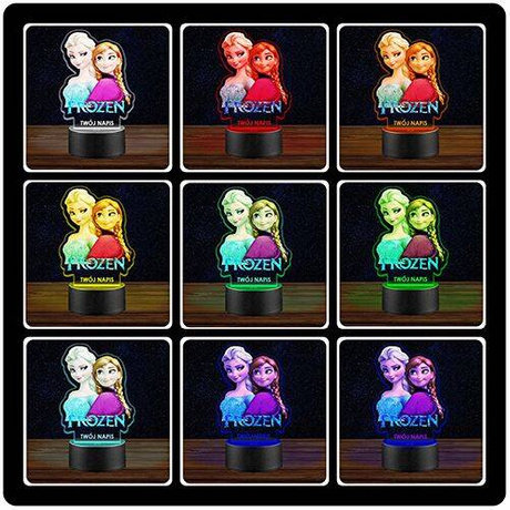 LAMPKA NOCNA LED FROZEN ANNA I ELSA 3D + PILOT prezent URODZINY ...