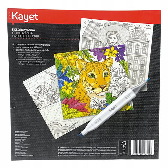 Kayet Kolorowanka 60ark 120 wzorów 135g do markerów na bazie alkoholu ...
