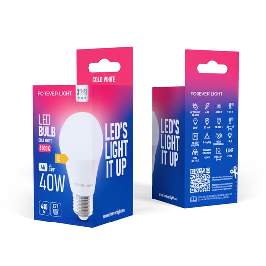 Forever Light Żarówka LED E27 A55 4W 480lm 6000K klasa E - Forever ...