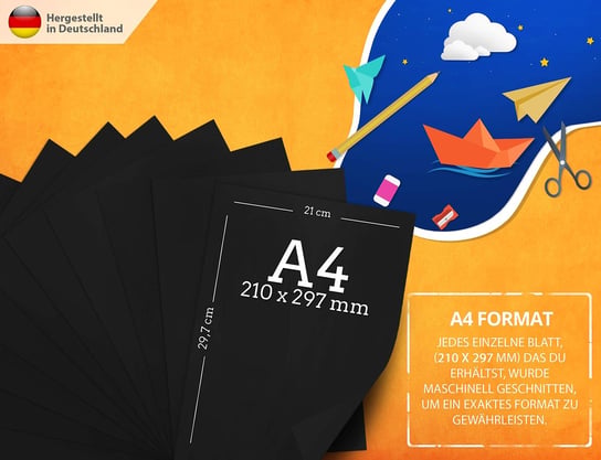 100 sztuk czarnego papieru do rysowania A4 – 130 g grubości – czarne ...