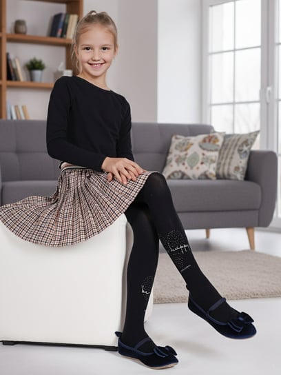 Rajstopy mikrofibra dziewczęce dziecięce 80DEN czarne 128-134 MYWAY ...