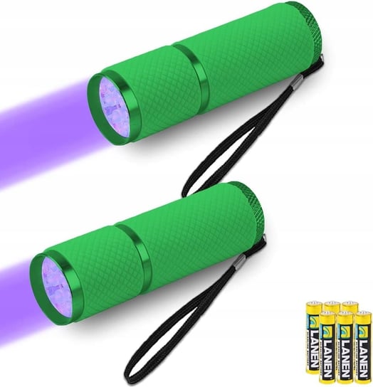 2-Pack Mini latarka UV z 9 diodami LED i bateriami - wykrywacz - Inny ...