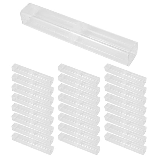 25Pcs Plastic Clear Pen Case Gift Empty School Office Collection Set ...