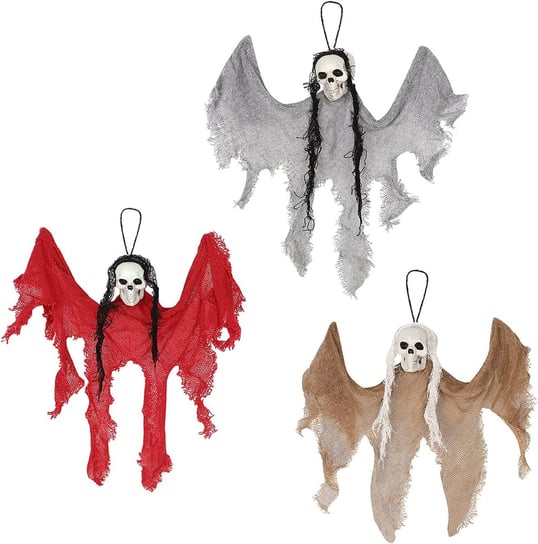 3 Pack Scary Halloween Hanging Ghost Scary Haunted House Small Skeleton ...