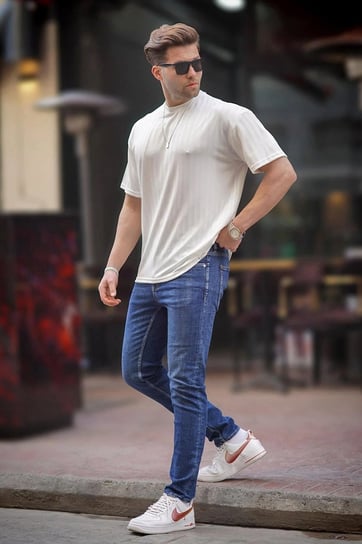 MADMEXT SPODNIE MĘSKIE CASUAL RURKI NIEBIESKIE Z PRZETARCIAMI 31 5DA ...
