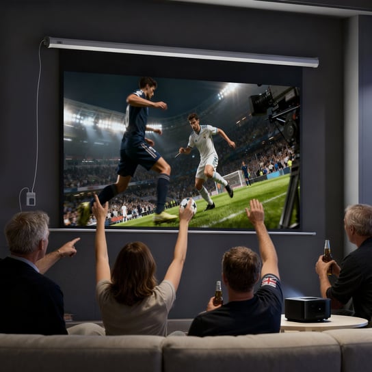 HOMCOM Ekran projekcyjny 221x125 cm, 100 cali, 16:9, HD 4K ...
