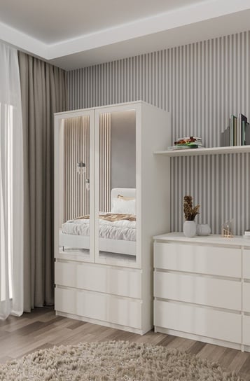 Szafa Z Lustrem Garderoba 2D2S 90 cm 2 Szuflady 4 Półki Drążek Duża Kaszmir - brak informacji ...