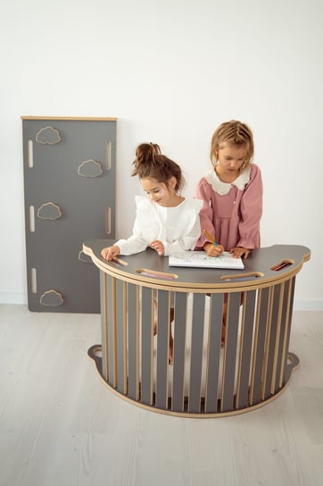 3w1 DUŻY bujak montessori z uchwytami + DUŻA zjeżdżalnia CHMURKI + blat ...