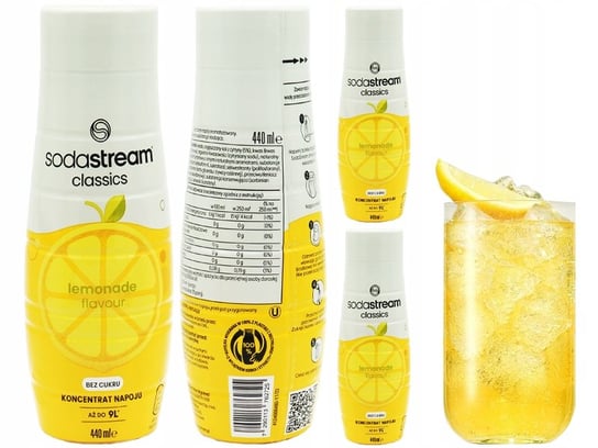 3x SYROP KONCENTRAT SODASTREAM LEMONIADA ZERO CUKRU 9L NAPOJU Z 440ML ...