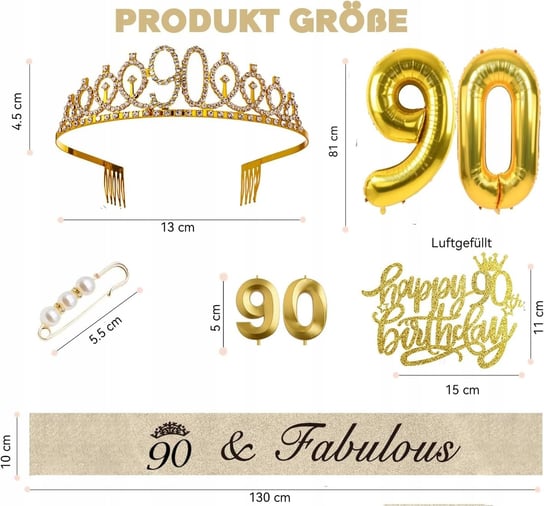 DEKORACJI ZESTAW URODZINOWYCH KORONA SZARFA BALONY TORT ŚWIECZKI 90 ...