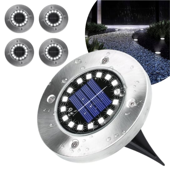 4x Lampka Solarna Ogrodowa Wbijana 16 LED, Gruntowa Lampa Najazdowa Wodoodporna BLIXTAR - Reagle ...