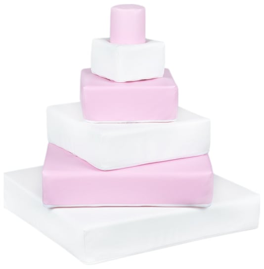 Piramida komplet 6 dużych klocków piankowych (kolor: biały, różowy ...