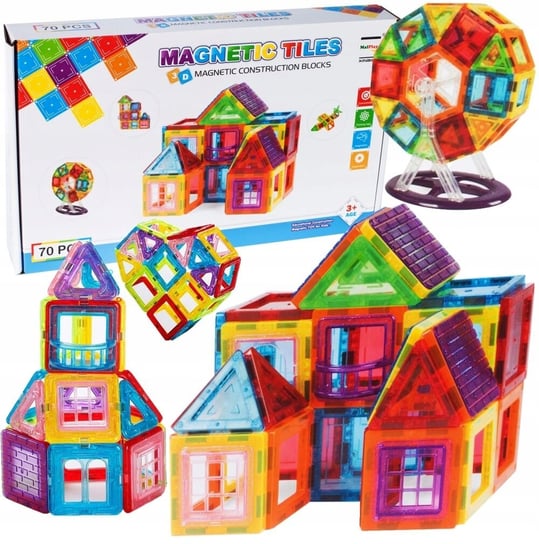 ZESTAW DUŻE KLOCKI MAGNETYCZNE KONSTRUKCYJNE 3D PANELE MAGNETIC TILES ...