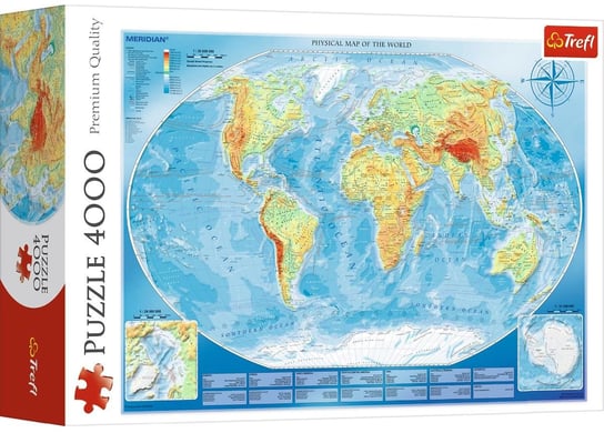Trefl, puzzle, Wielka Mapa Fizyczna Świata, 4000 el. - Trefl | Sklep ...