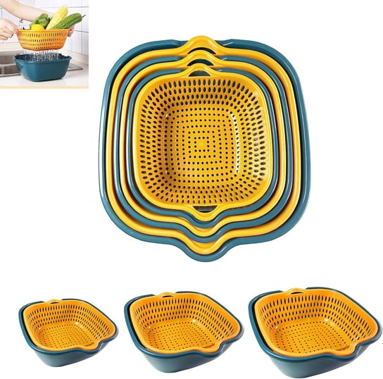 6 Pieces Drain Colander Set, 2-in-1Detachable Multi-layer Plastic ...