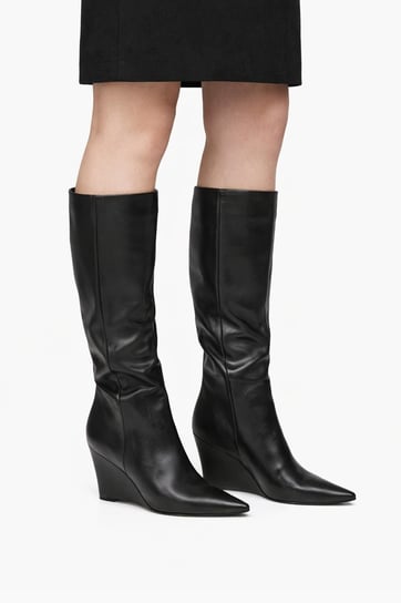SHEIN CZARNE KLASYCZNE KOZAKI NA KOTURNIE Z MATERIAŁU SYNTETYCZNEGO 40 ...