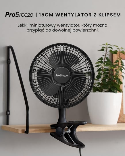 Pro Breeze Wiatrak Biurowy Z Klipsem 15 Cm 2 Prędkości Czarny ...