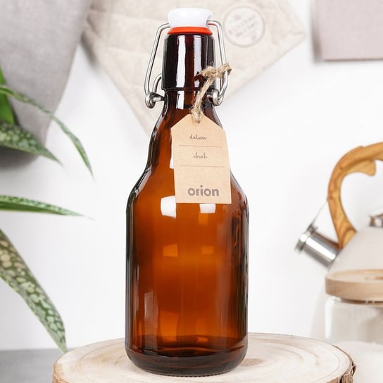 Butelka Szklana Brązowa z Klipsem na Oliwę Sok Syrop Nalewkę 340 ml ...