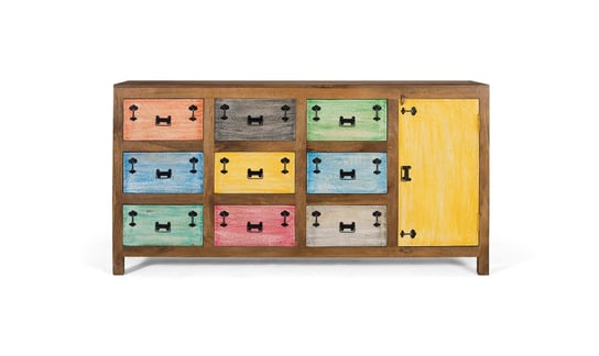 9-drawer sideboard made of multi-colored solid wood - giner and colomer ...