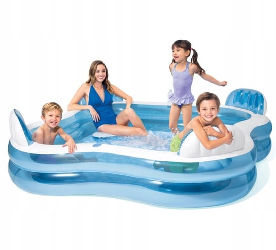 BASEN OGRODOWY DMUCHANY Z SIEDZENIAMI DUŻY XXL 229x229CM INTEX 882L ...