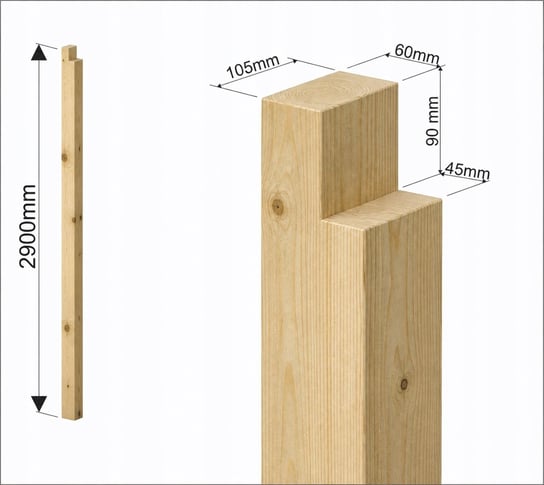 Słup do RSC BIS wiat garażowych 105 x 105 x 2900 mm impregnowany z ...