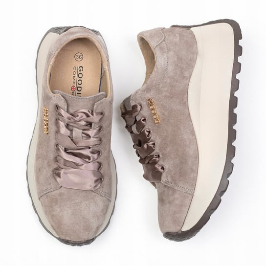 Sportowe sneakersy damskie skóra miejskie lekki casual beż 36 - Goodin ...