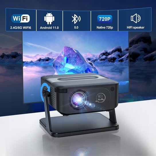 PROJEKTOR RZUTNIK ANDROID SMART TV WIFI FULL HD 6000LM 4K LED BLUETOOTH ...