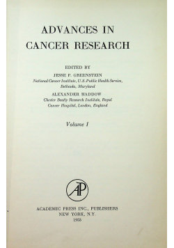 Advances in cancer research vol I - Opracowanie zbiorowe | Książka w Empik
